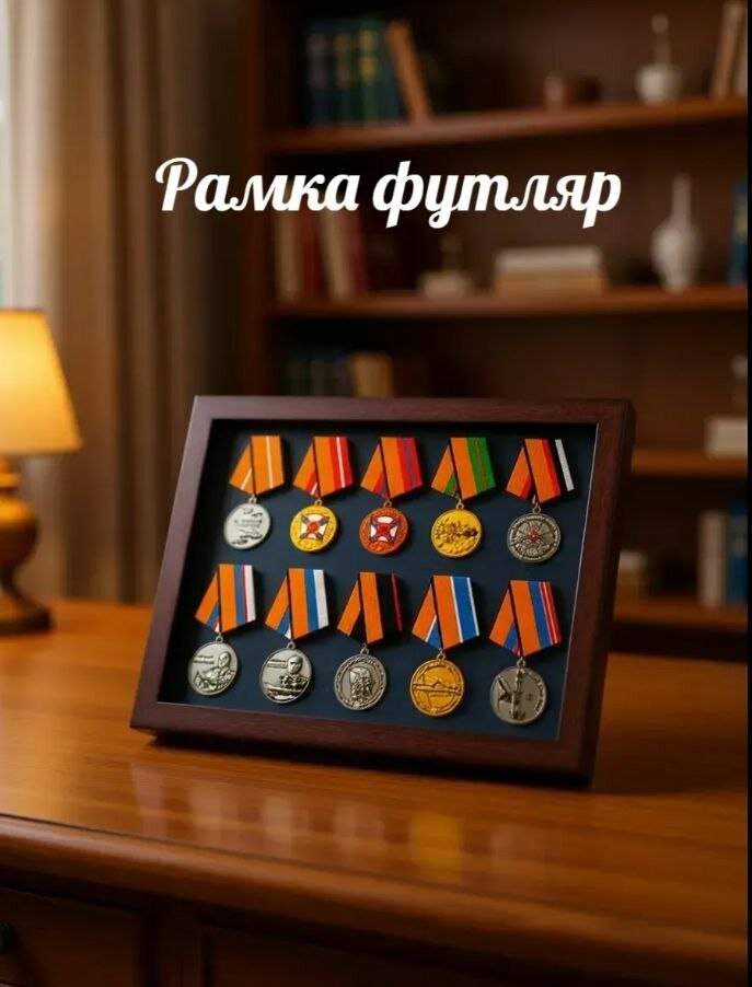 Рама планшет ручной работы для медалей, орденов и нагрудных знаков, черная