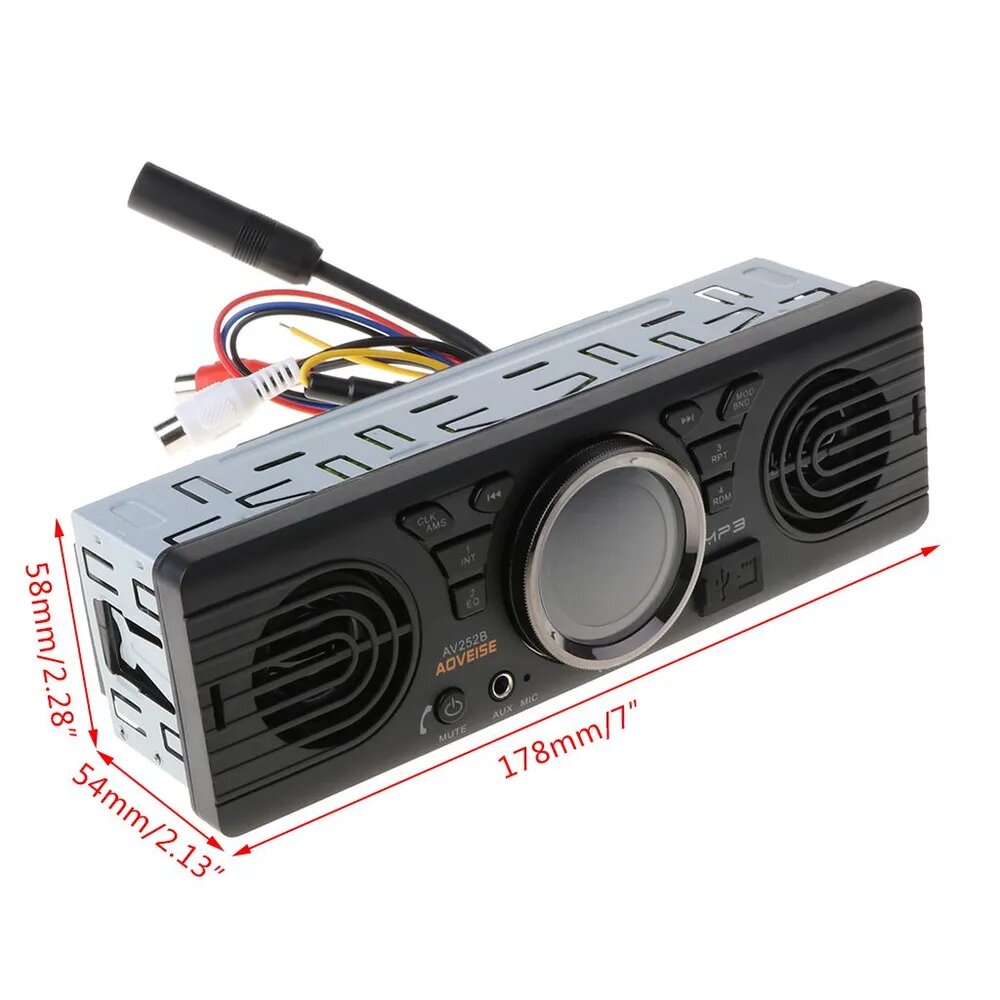 Автомагнитола AV252 ADVİSE MP3 12 В, Bluetooth, USB/TF-карты, RCA, FM-стерео, многофункциональный автомобильный радиоплеер — фото 1