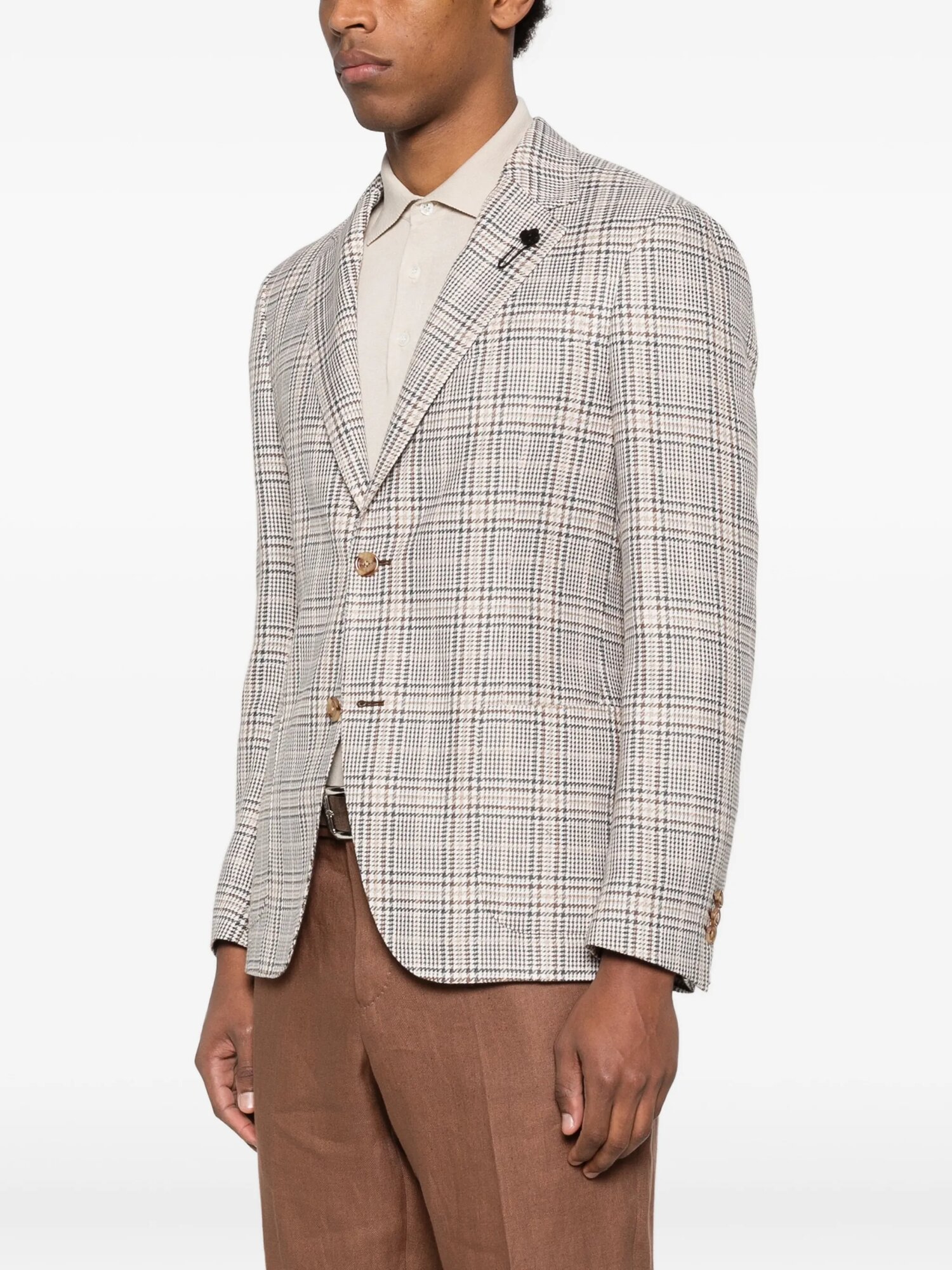 Куртка Lardini Checked single-breasted jacket, размер 52, разноцветный — фото 1