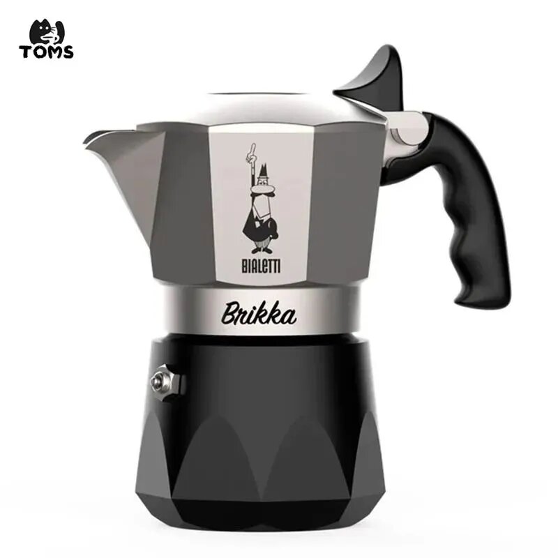Ручная гейзерная кофеварка Bialetti Brikka Evolution с клапаном для пенки 2 чашки шоколадного цвета — фото 1
