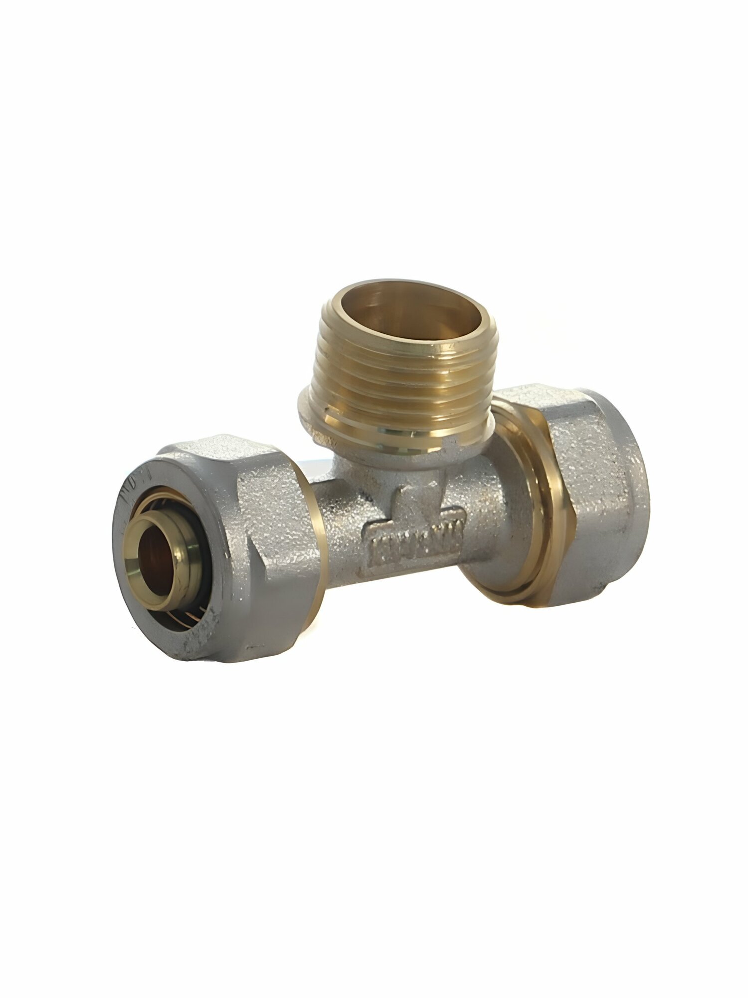 Металлопластиковый тройник Frap с цангой и штуцером 1/2", 16х16 мм