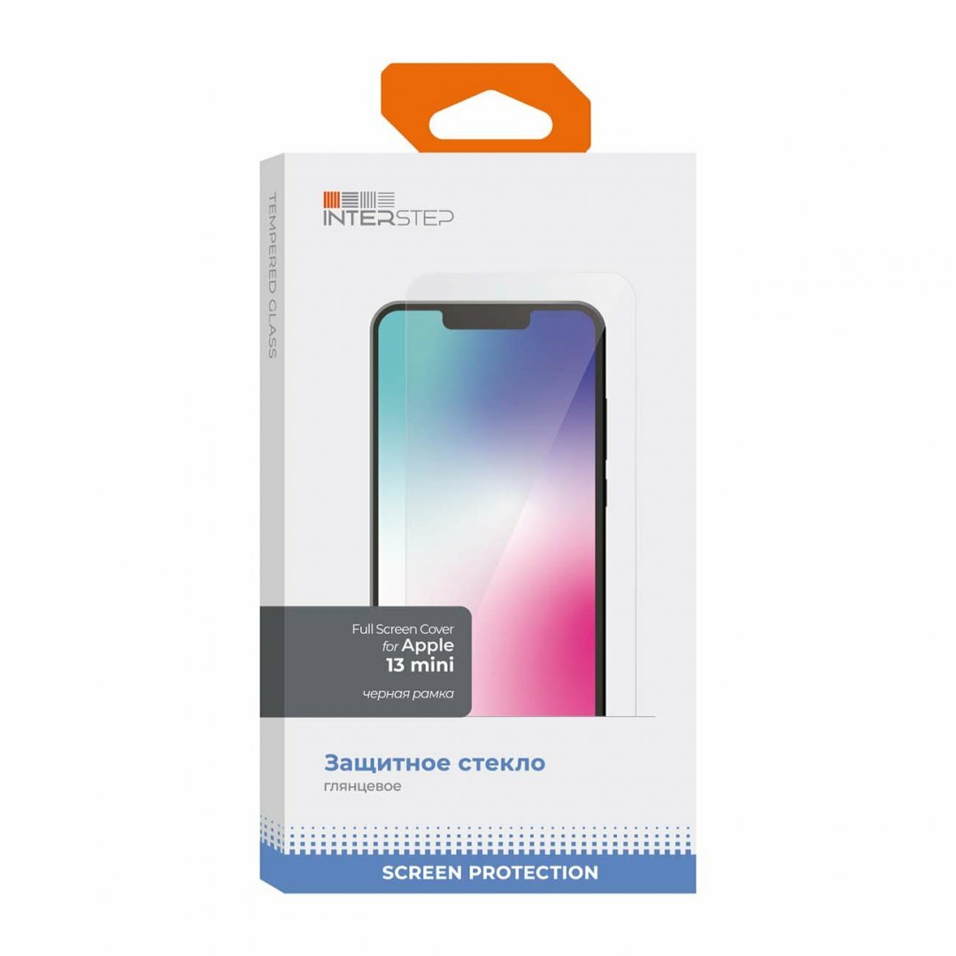 Защитное стекло для экрана Interstep Full Screen Cover iPhone 13 Mini черн. рамка