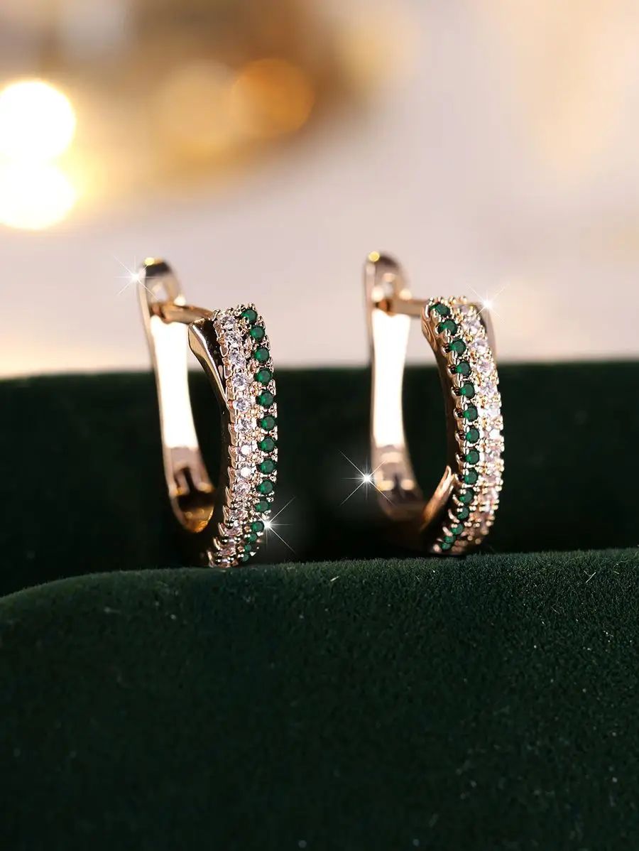 Серьги, фианит, искусственный камень, античное золото — фото 1