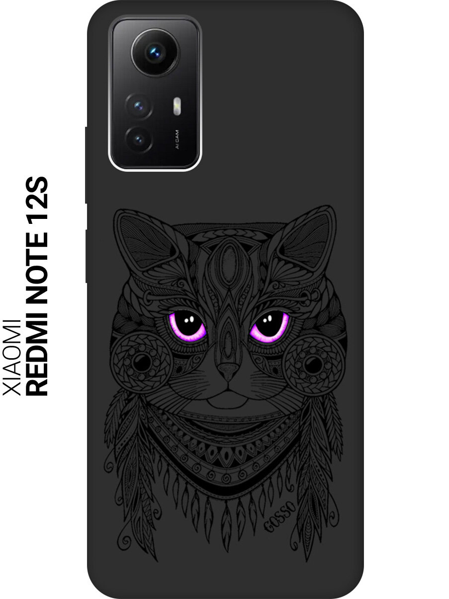 Силиконовый чехол на Xiaomi Redmi Note 12s / Сяоми Редми Ноут 12с с рисунком "Grand Cat" Soft Touch черный