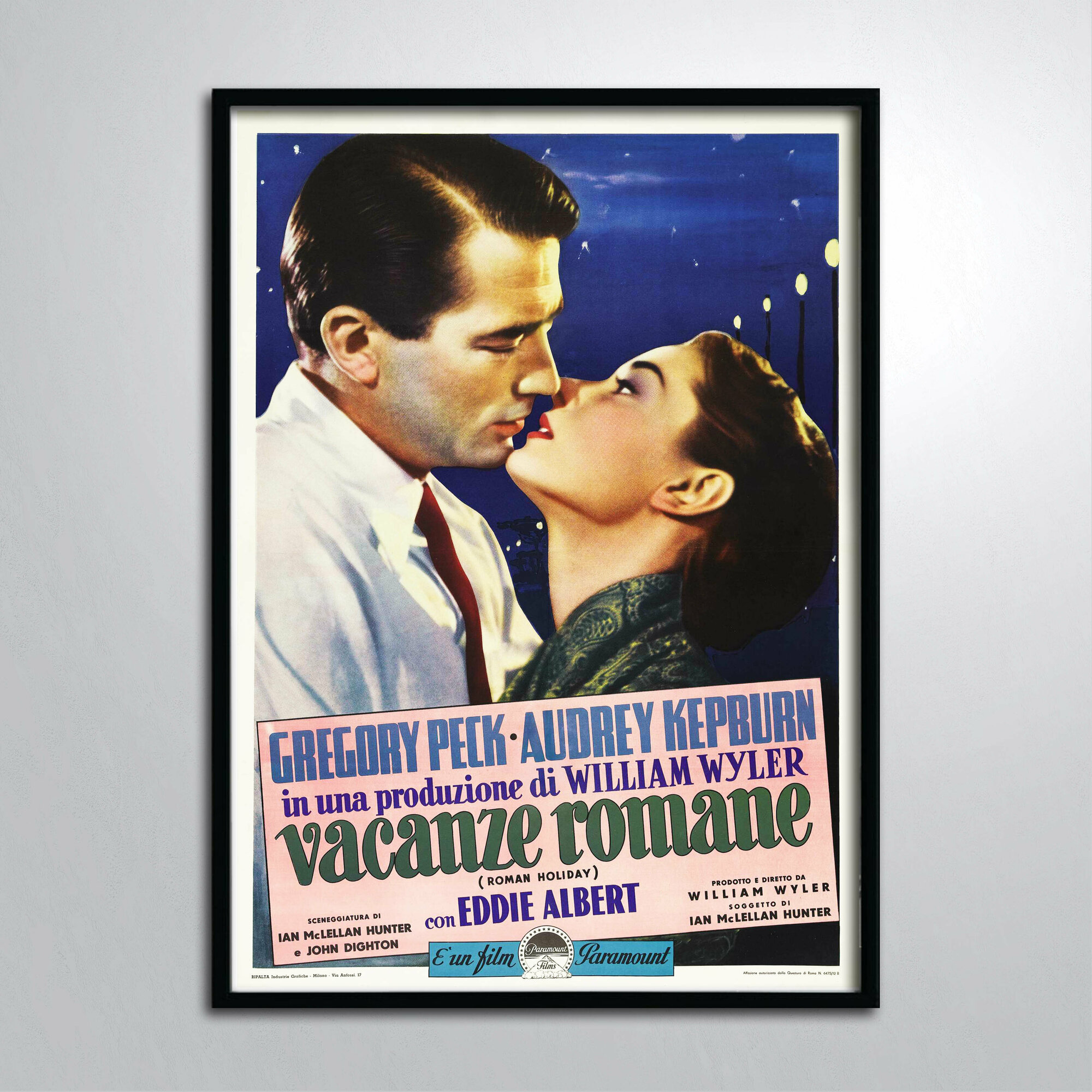 Постер без рамы/Винтажный плакат/Римские каникулы (1953) Грегори Пек Одри Хепберн Звездное небо Roman Holiday (А2/420х594)