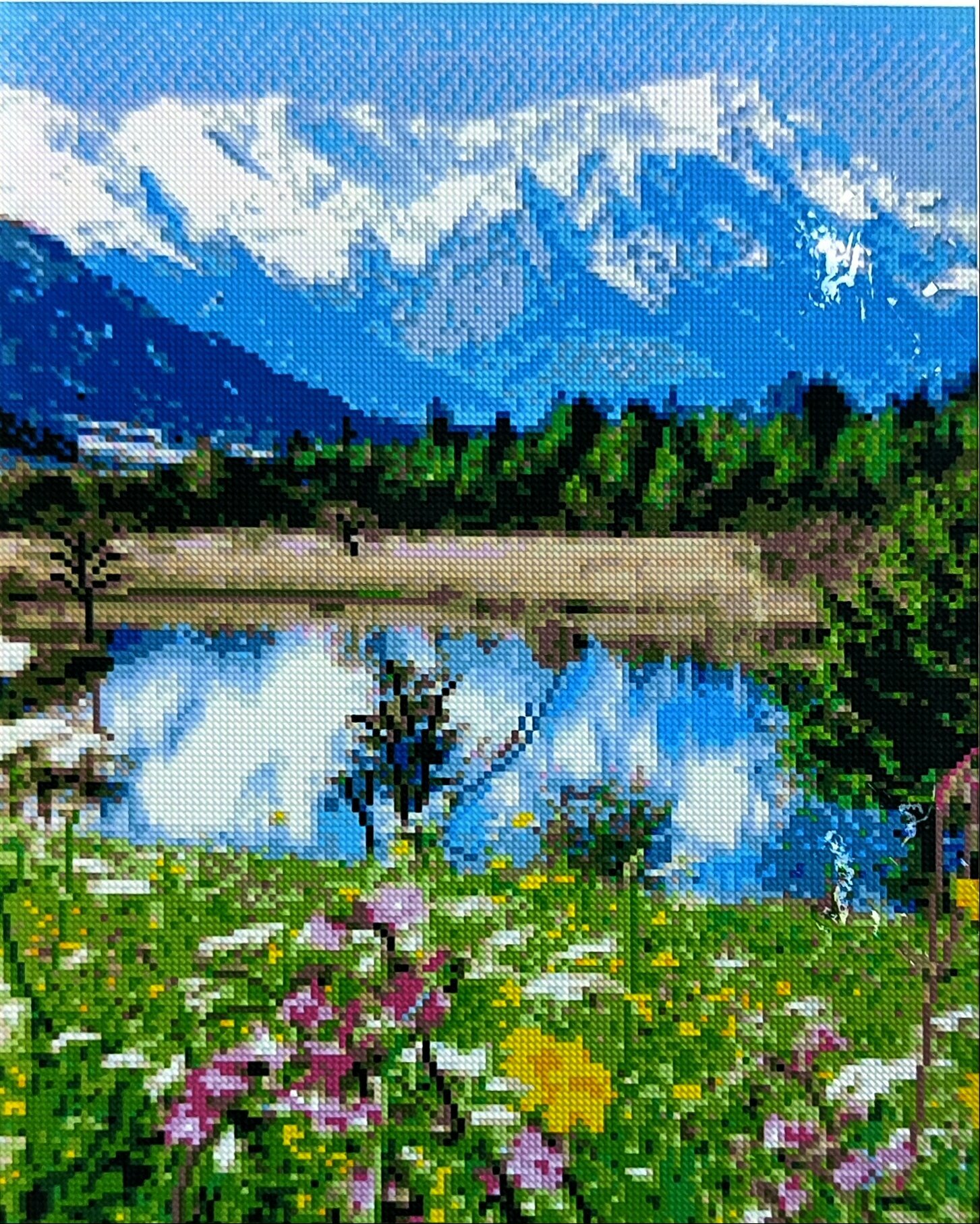 Алмазная мозаика Kakadu "Зимний горный пейзаж", полная выкладка, 40x50, 28 цветов