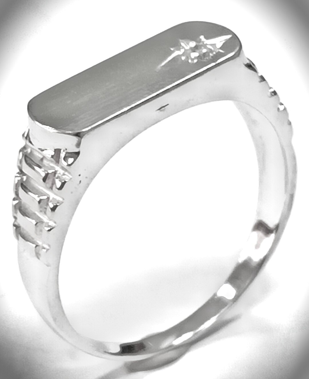 Печатка, серебро, 925 проба, родирование, фианит