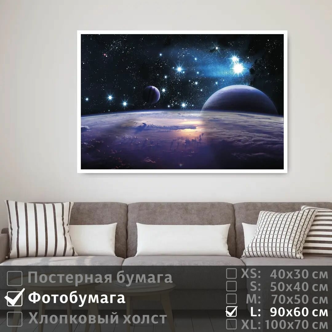 Постер на фотобумаге Планеты В Космической Атмосфере 90х60 см ПолиЦентр