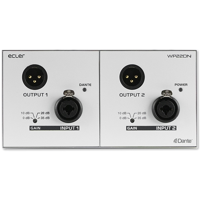 Ecler WP22DN- Настенная панель, транскодер аналоговых аудиосигналов и сигналов интерфейса Dante