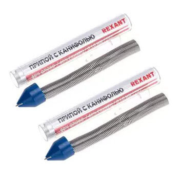 Припой Rexant (09-3103) d1, Sn60 Pb40 Flux 2.2% с канифолью 20 г (2 шт.)
