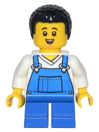 Минифигурка Lego cty1443 Child - Boy, Blue Overalls over V-Neck Shirt, Blue Short Legs, Black Coiled Hair, Freckles