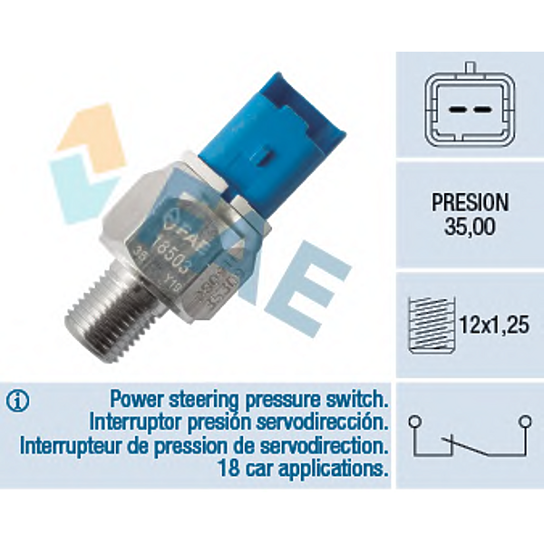 Датчик давления гидроусилителя руля FIAT FAE арт. 18503