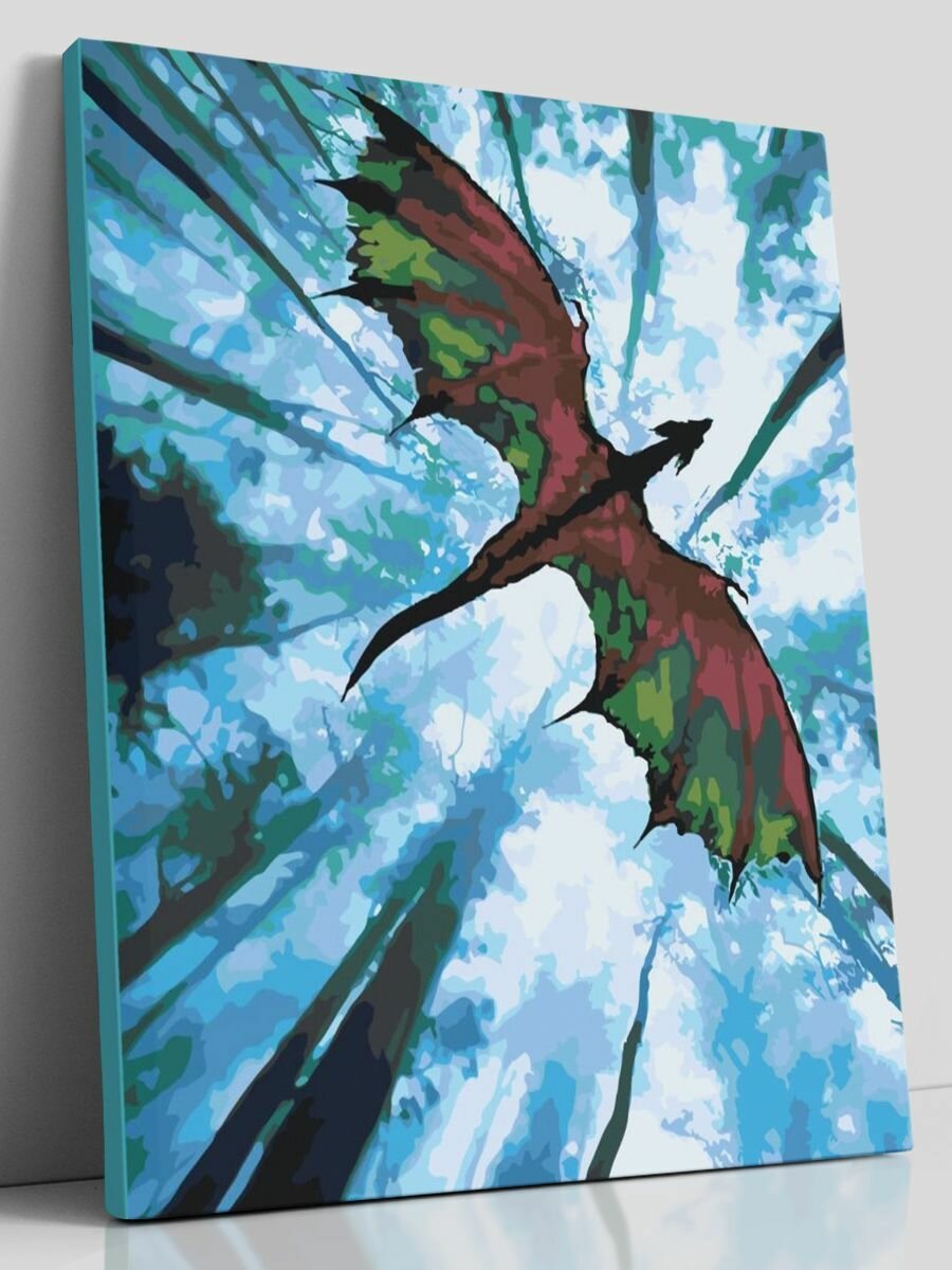 Картина по номерам на холсте с подрамником, "Дракон в лесу", 40х50 см