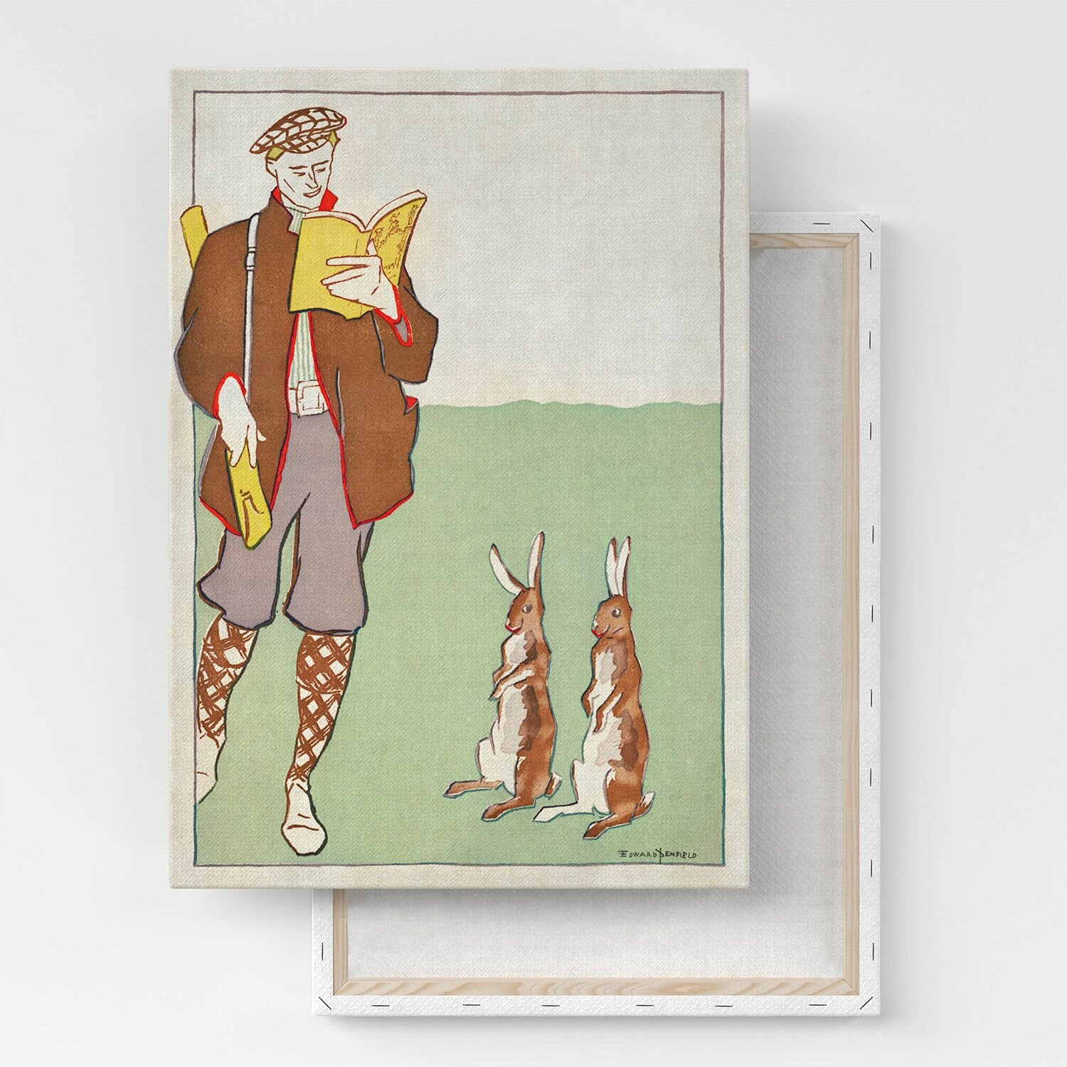 Картина на холсте, репродукция / Эдвард Пенфилд - Man reading a book with Hares / Размер 30 x 40 см