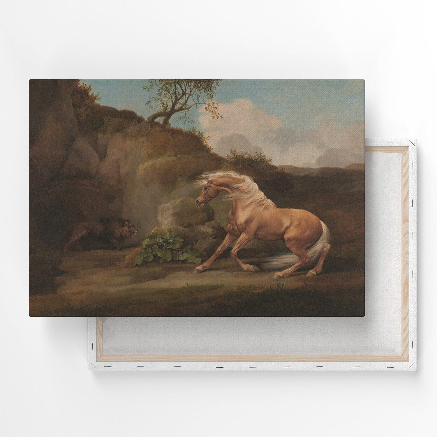 Картина на холсте, репродукция / Джордж Стаббс - Horse Frightened by a Lion / Размер 30 x 40 см