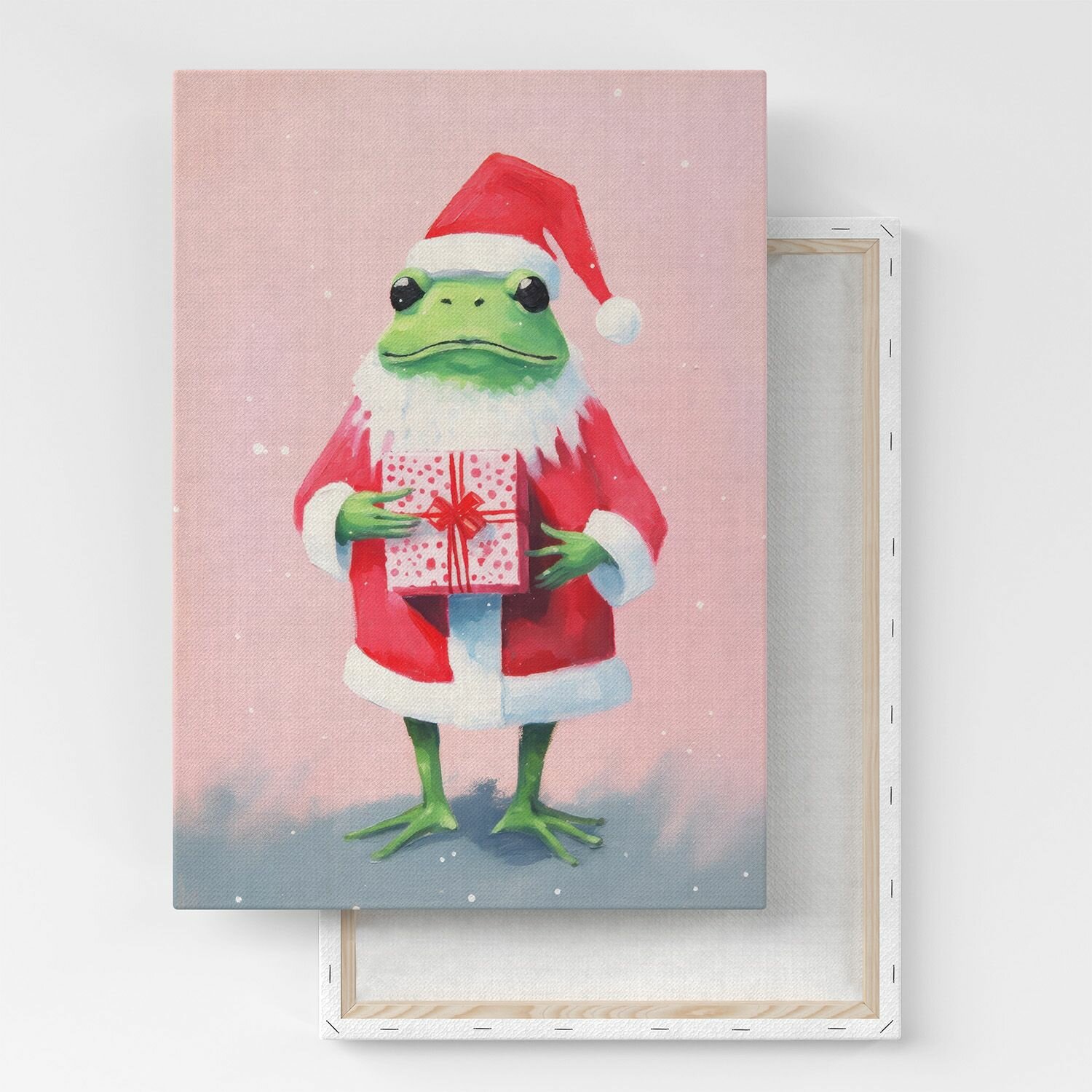 Картина на холсте, репродукция / Лягушка Дед Мороз / Размер 30 x 40 см