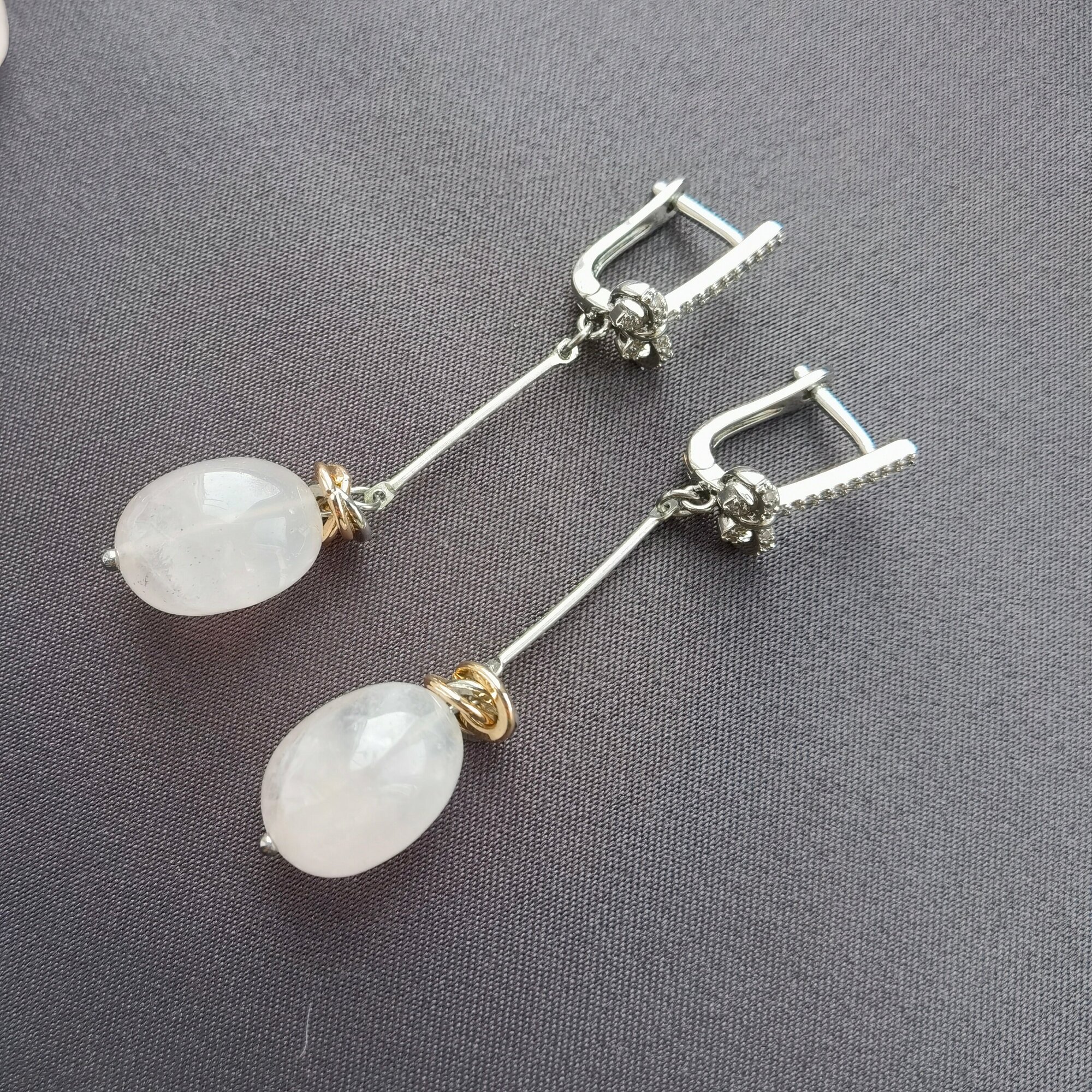 Серьги Камни Елены, розовый кварц