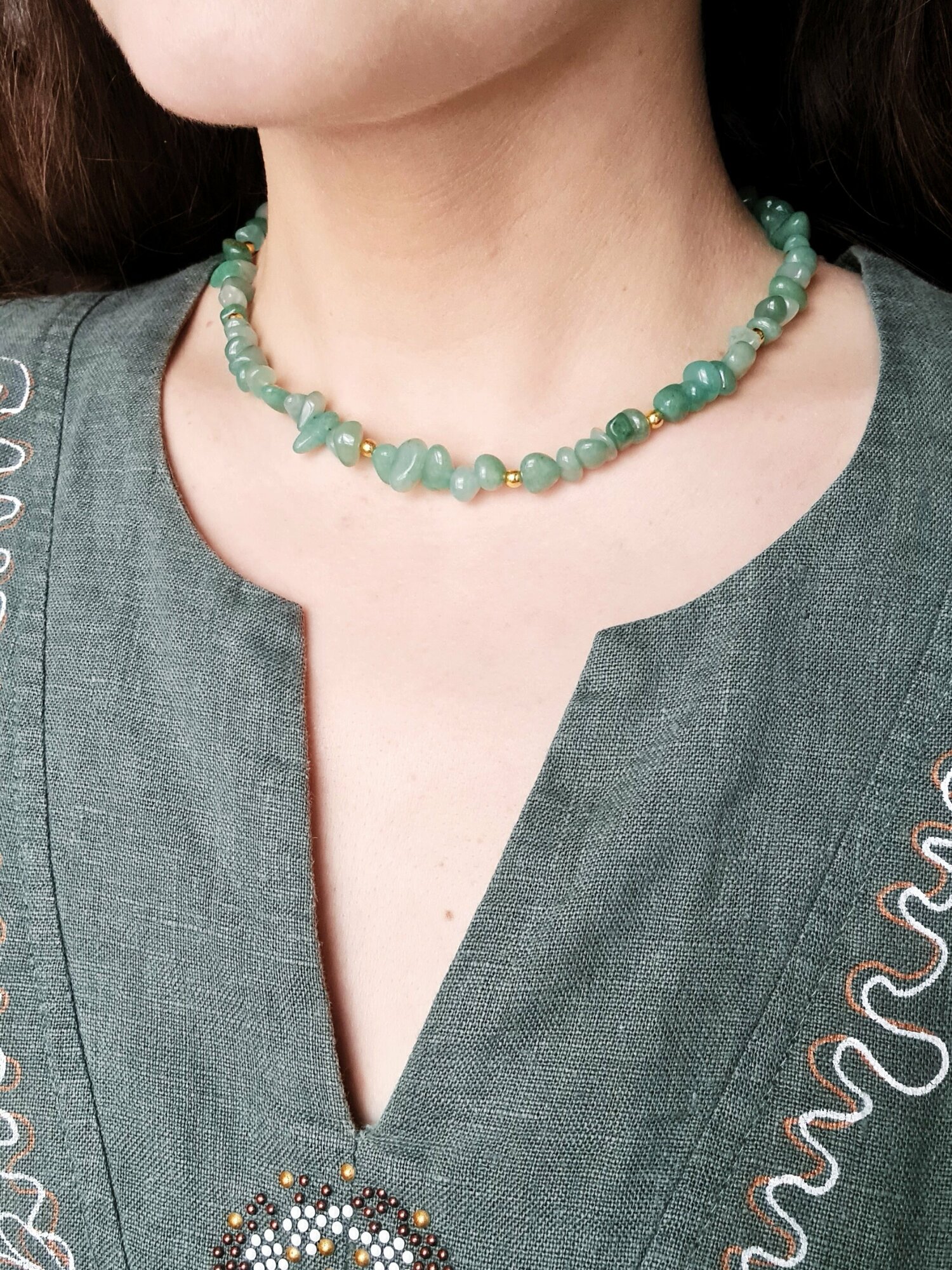 Чокер ENJOY Украшения из камней, нефрит