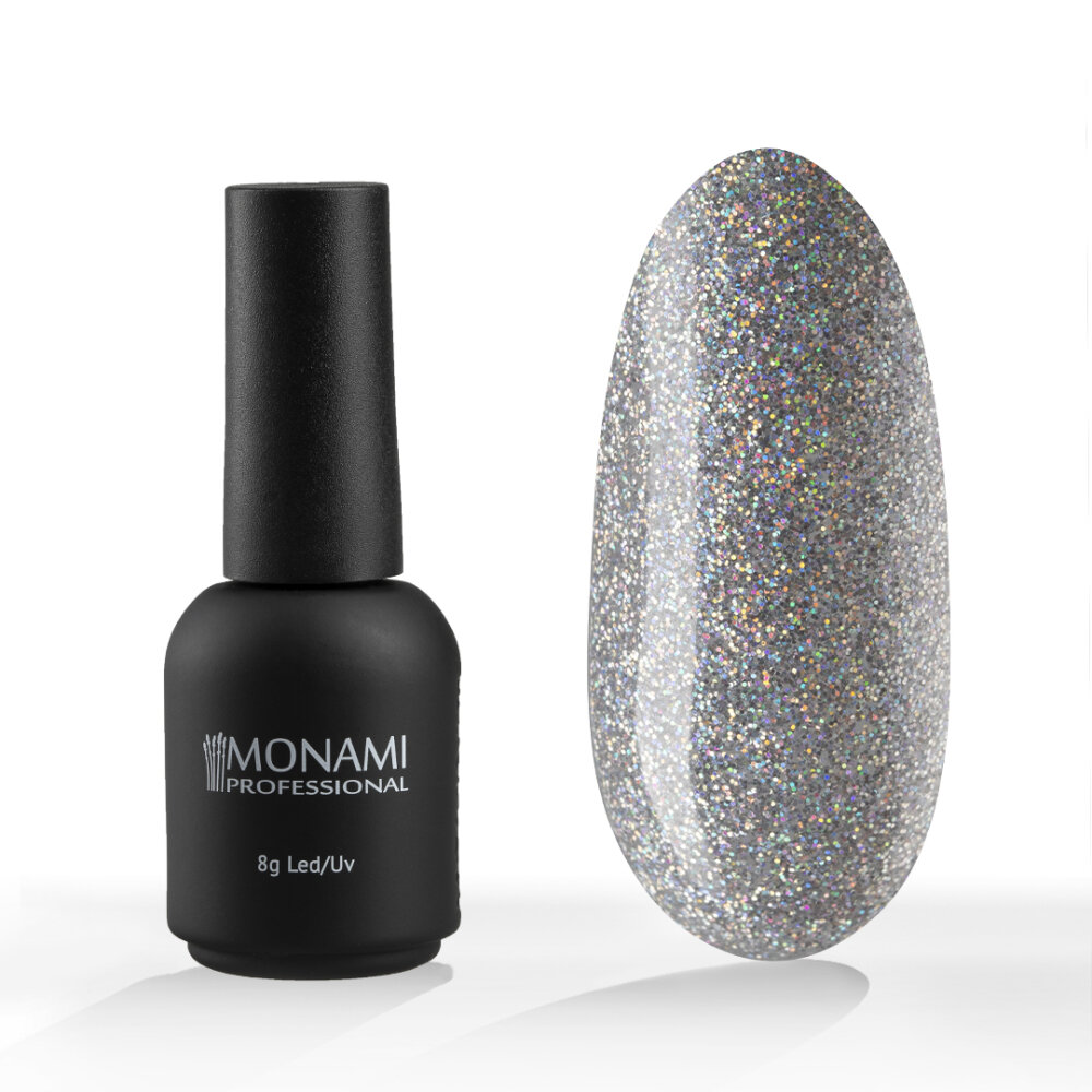 Гель-лак Monami Patronus 8 г серебряный с большим количеством голографических блёсток
