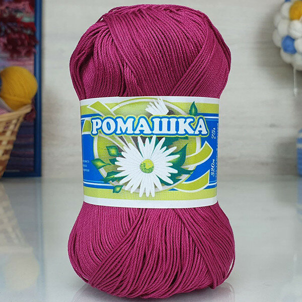 Пряжа ПНК им. Кирова ромашка 1510 т. фуксия (4 мотка)