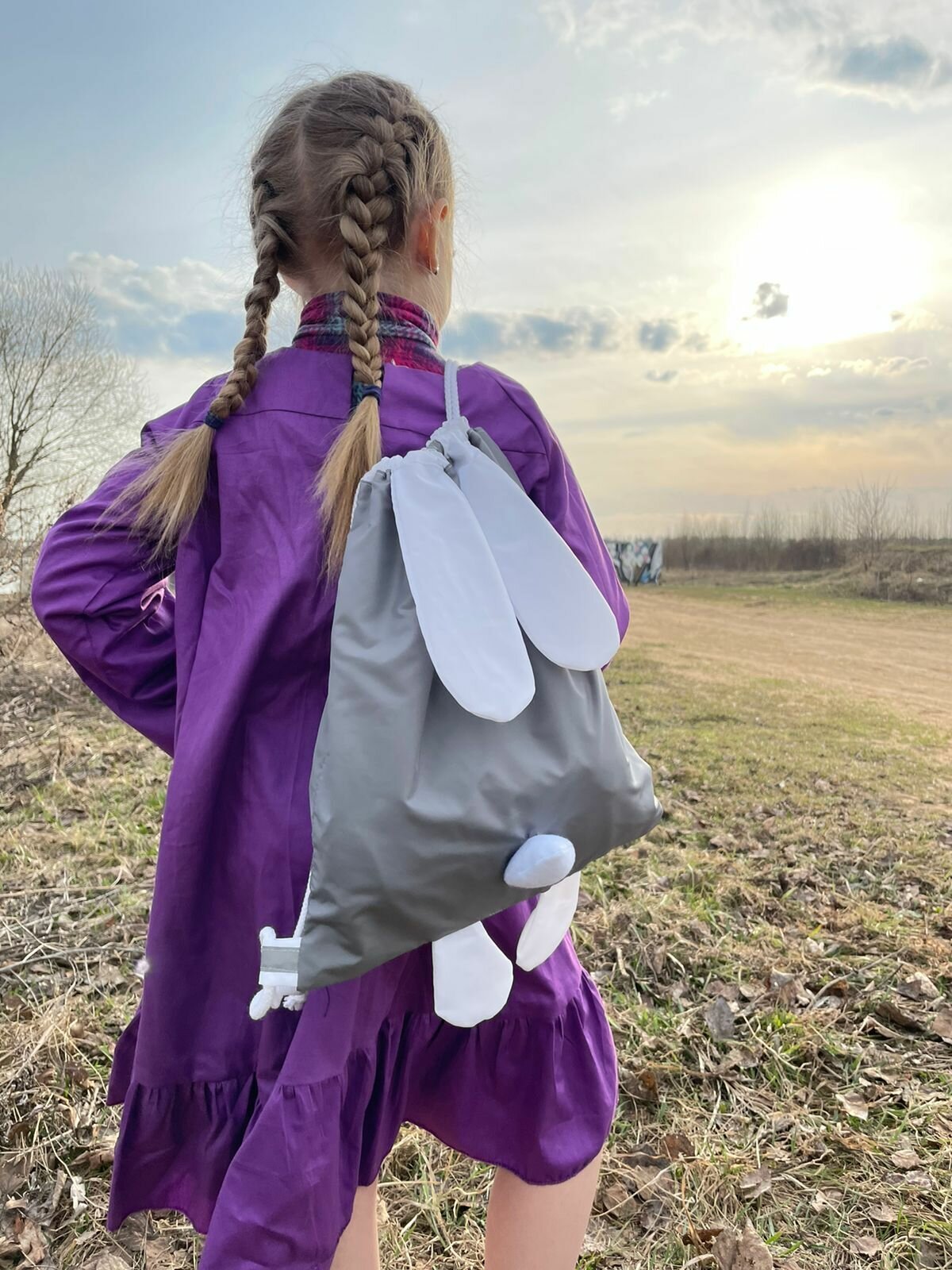 Мешок для сменной обуви, Детский рюкзак зайчик.