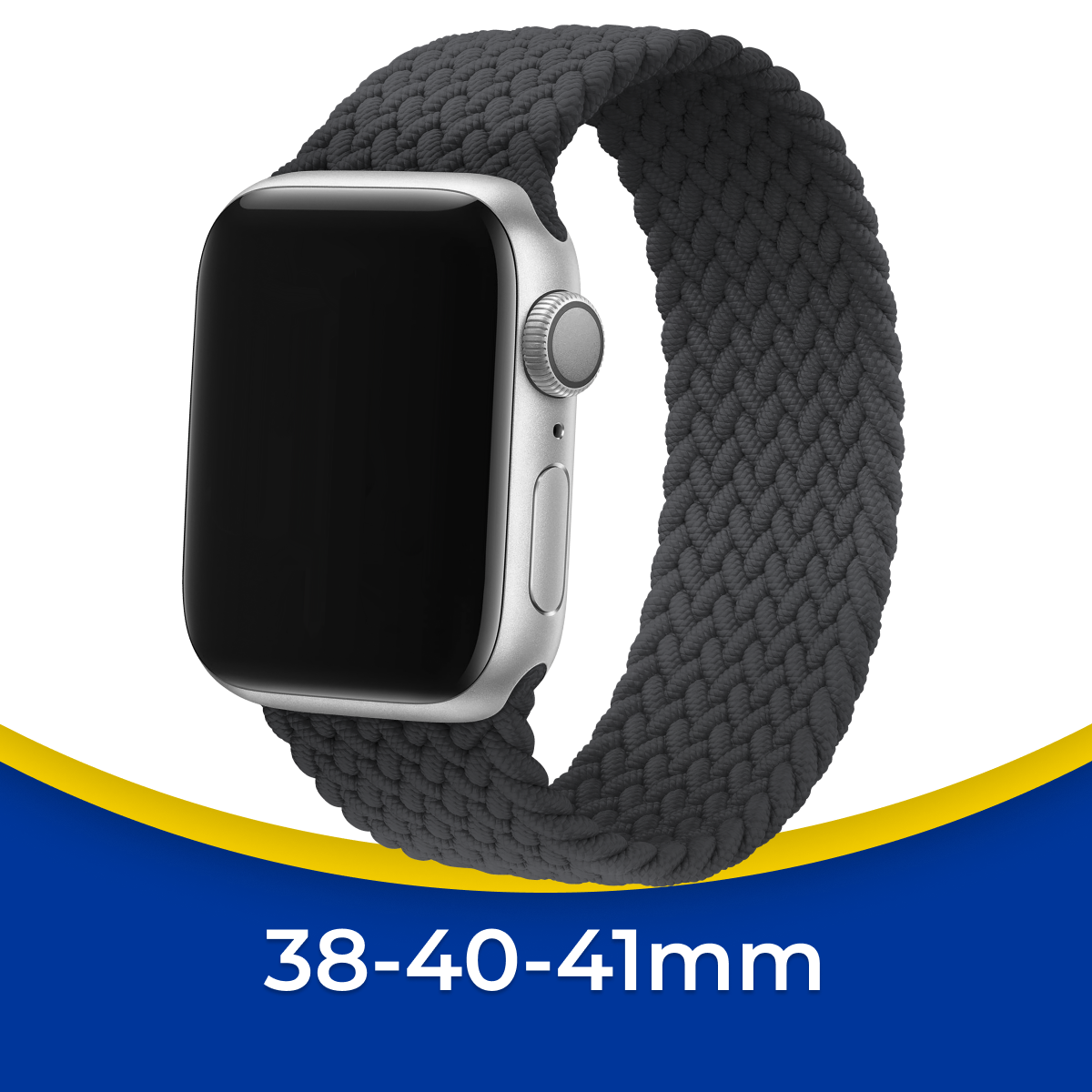 Нейлоновый плетеный ремешок на Apple Watch 1-9, SE 38-40-41 мм / Тканевый монобраслет на Эпл Вотч 1, 2, 3, 4, 5, 6, 7, 8, 9 и СЕ / Серый