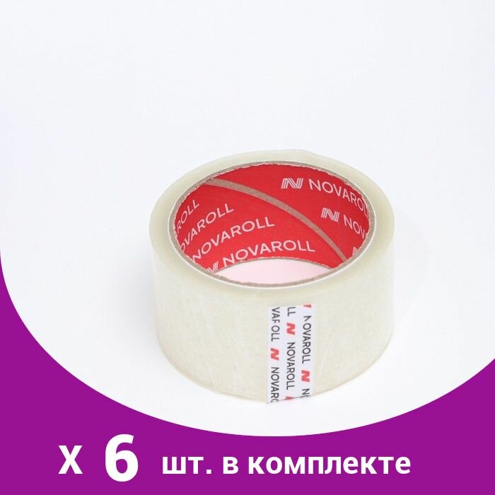 Клейкая лента 48мм 50м 38мкм 'Нова Ролл', прозрачная (6 шт)