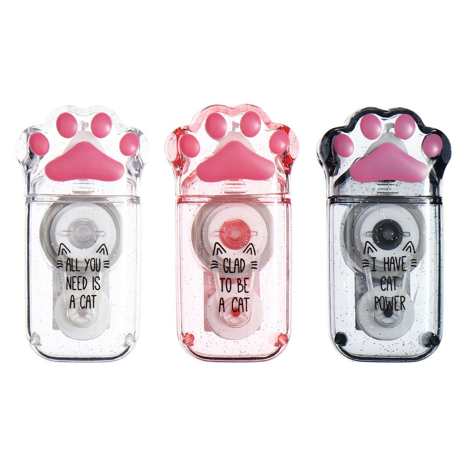 Набор Штрих. 3 шт. Корректор-лента 5мм х 6 метров "Say Meow" Белый прозрачный MESHU