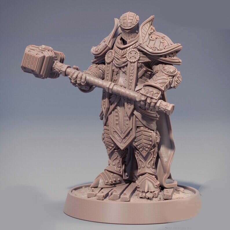 Суровый воитель, Человек, Воин Паладин Варвар Файтер Рыцарь миниатюра для DnD (ДнД) и других Настольных игр (НРИ, Варгеймов или РПГ), фентези тематика