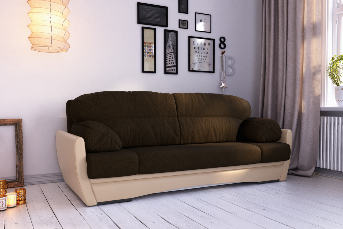 Диван DiHall "Монро", велюр, экокожа, раскладной, с ящиком для белья