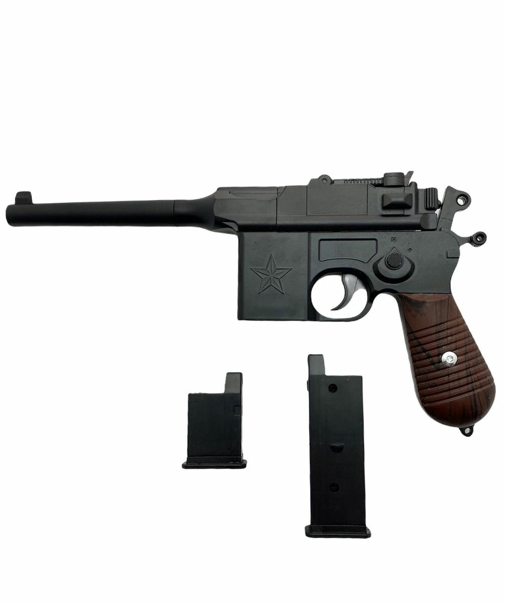 Игрушечный пружинный пистолет Mauser Still, металл, пластиковые шарики 6 мм, 2 магазина, 8+