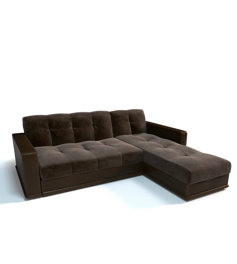 Диван угловой DiHall "Амадей", велюр, шоколадного цвета, механизм аккордеон, 3 места
