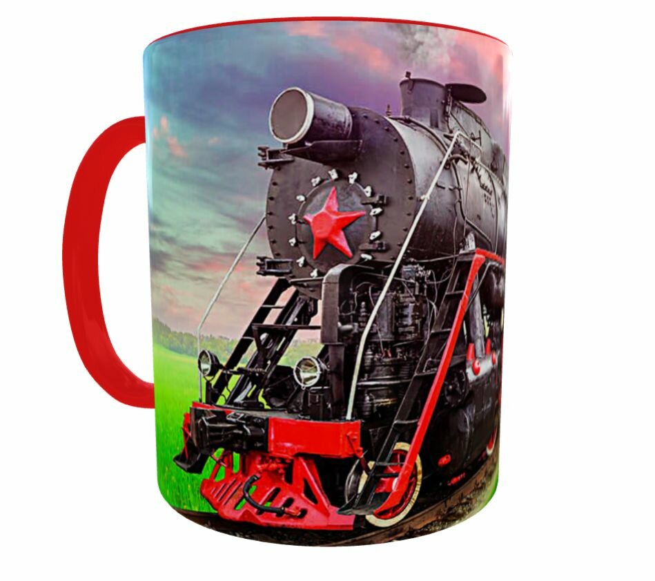 Уникальная кружка премиум класса / РЖД /Российские железные дороги/ Авторский бокал ручной работы, Эксклюзив, Новинка/ Красная - цвет РЖД, уникальная