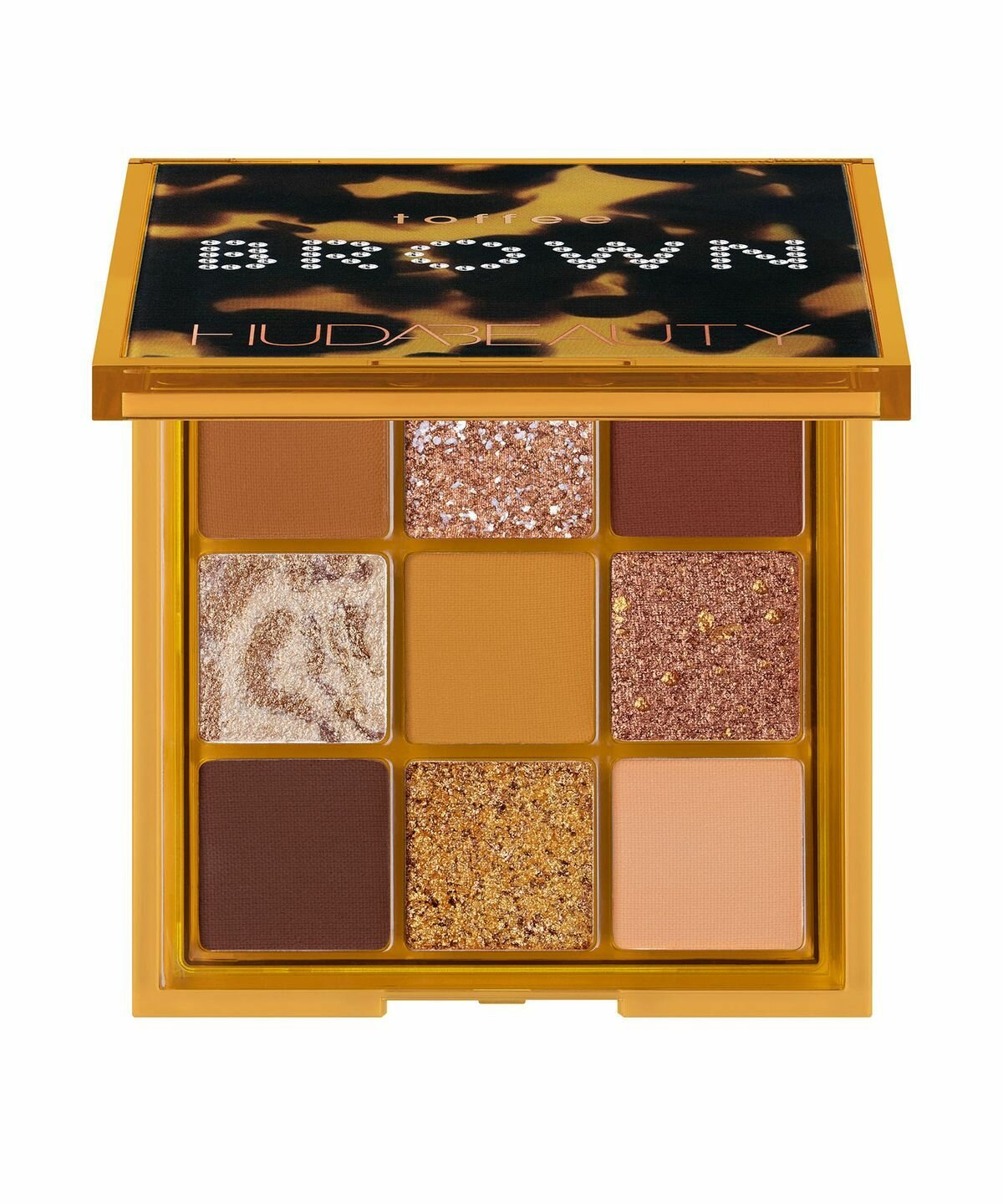 Палетка теней Huda Beauty "Toffee Brown", матовый, металлик и шиммер, 9 цветов