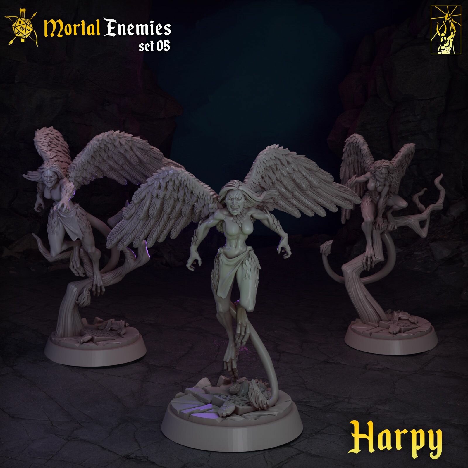 Миниатюра D&D 'Набор Гарпии' масштаб 32 мм (DnD, Dungeons & Dragons, ДнД, Подземелья и Драконы, Pathfinder)