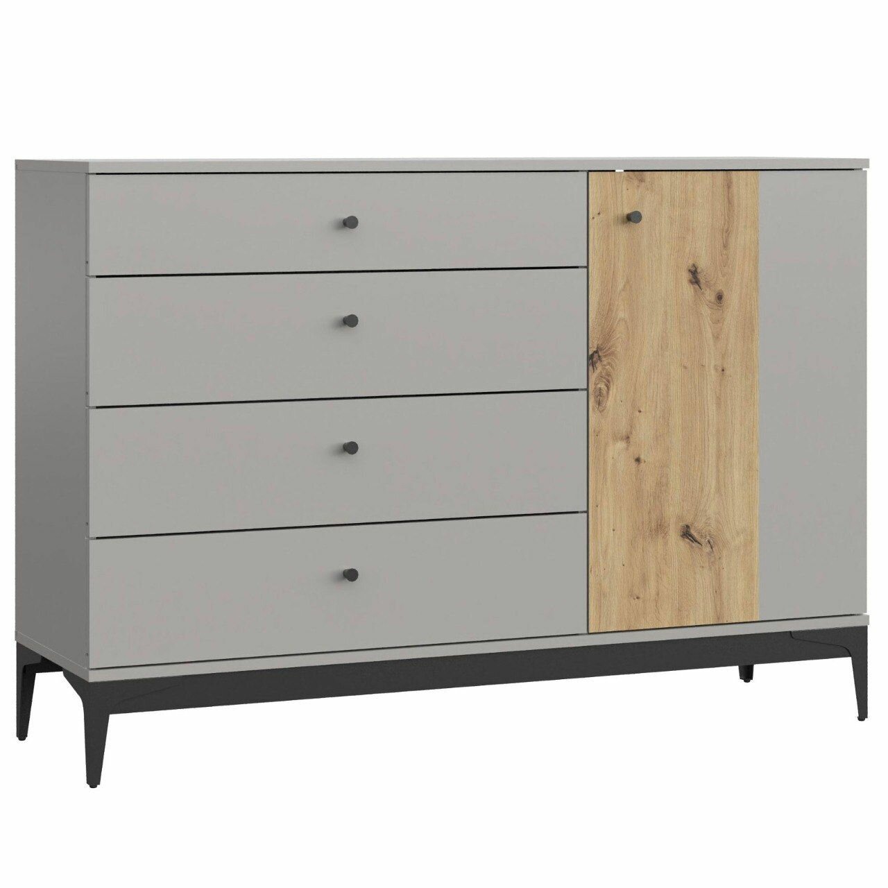 Комод КД-140 Нордик, серый/дуб артизан