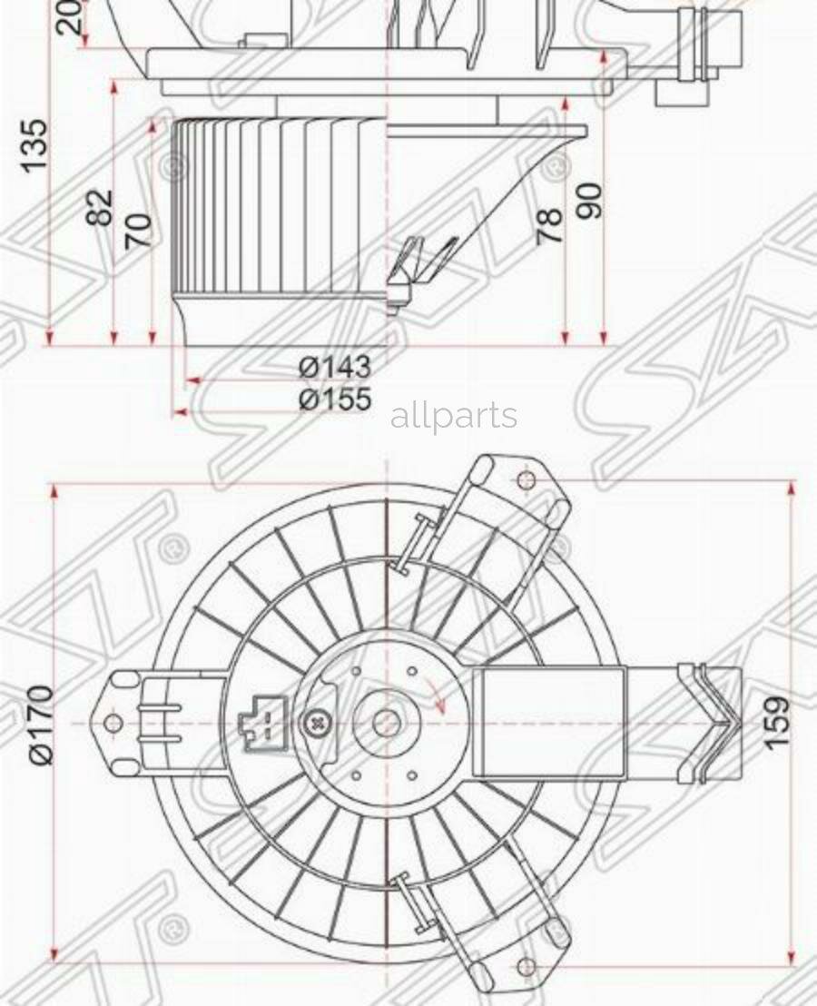 SAT ST-87103-26110 Мотор отопителя салона (Левый руль) Honda Insight 08-14 / Toyota Hiace 04-20