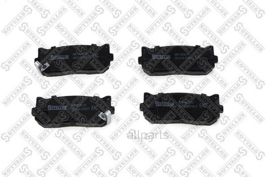 STELLOX 660002BSX колодки дисковые задн! с антискр. пл.\Kia Spectra 1.6DOHC 00>/Shuma 1.5i-1.8i 97-04