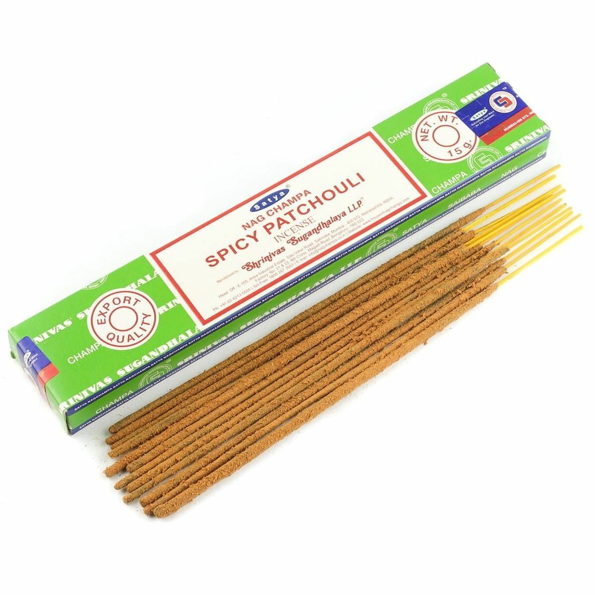 Ароматические палочки Satya Spisy Patchouli / Благовония Сатья Пряное Пачули, 12 штук