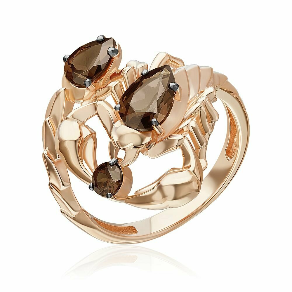 Кольцо, красное золото, 585 проба, раухтопаз