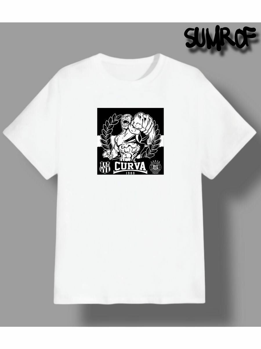 Футболка с надписью curva хулиган скинхед