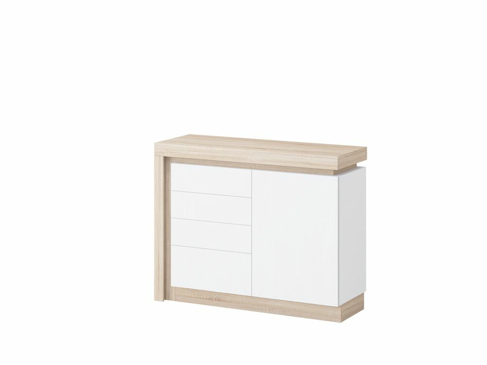 Астра Комод №2 Регион Белый глянец/Сонома ЛДСП выдвижные ящики