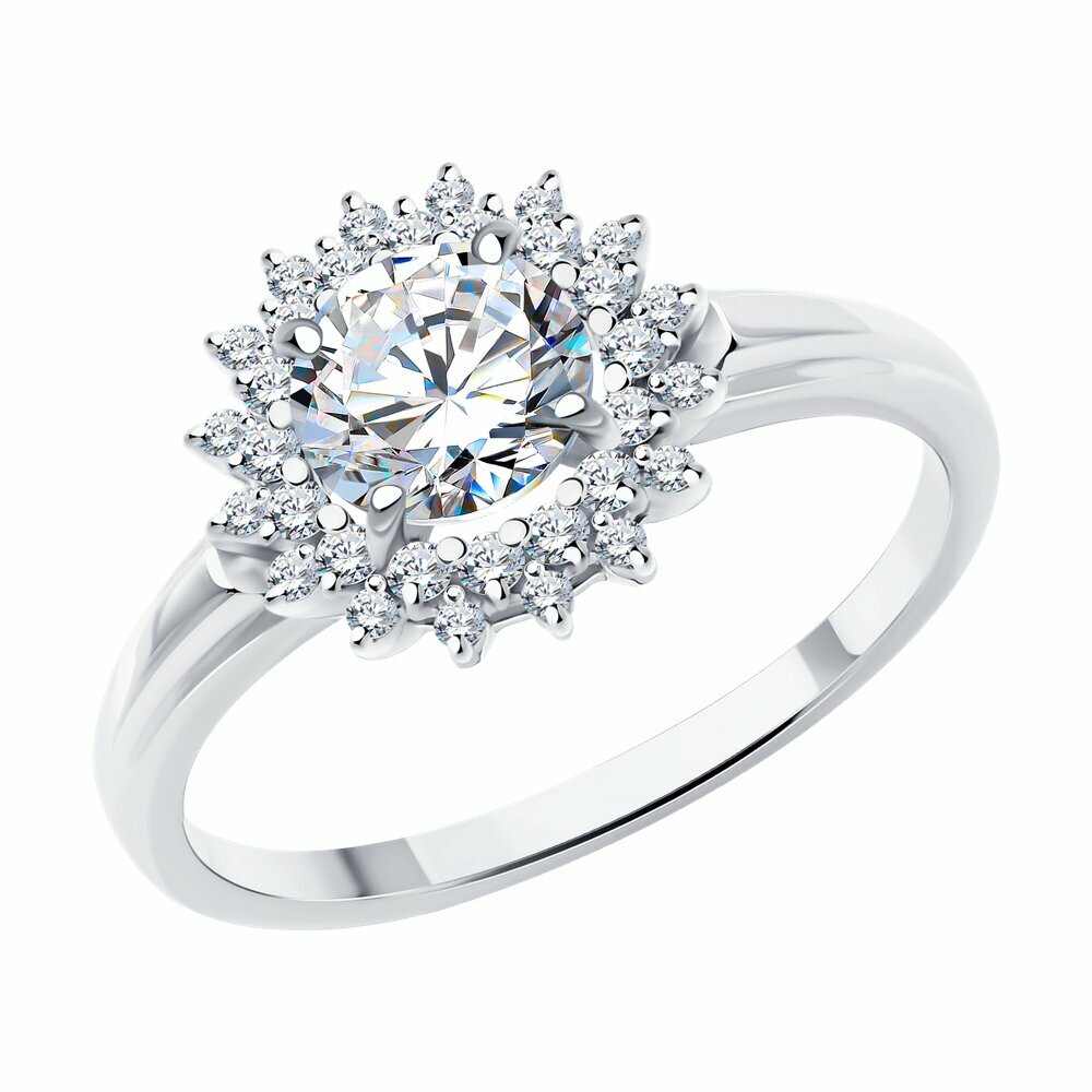 Кольцо, белое золото, 585 проба, бриллиант выращенный