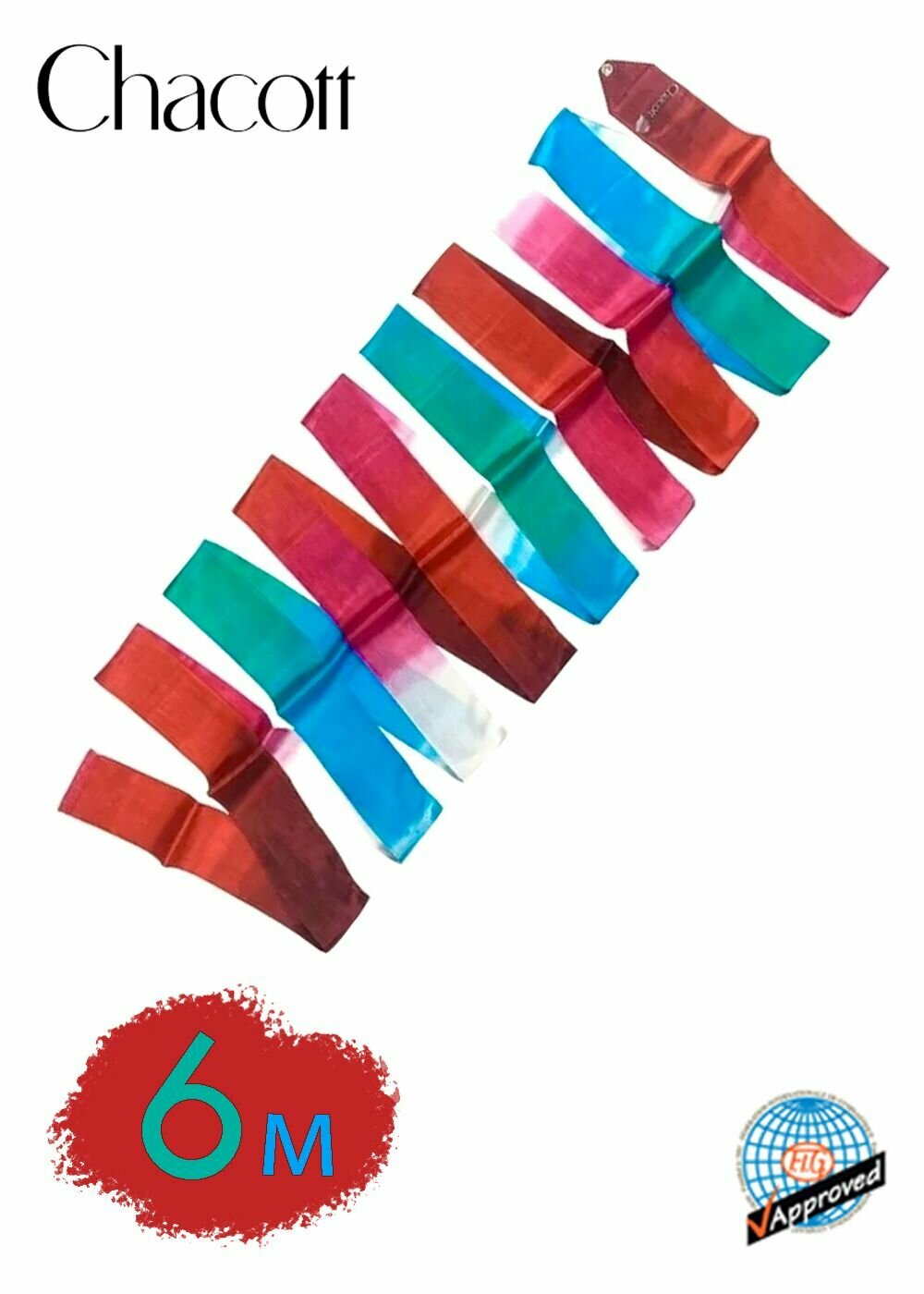 Лента CHACOTT Gradation цветная 6м. 753 (Бордовый-Малиновый-Белый-Голубой) FIG