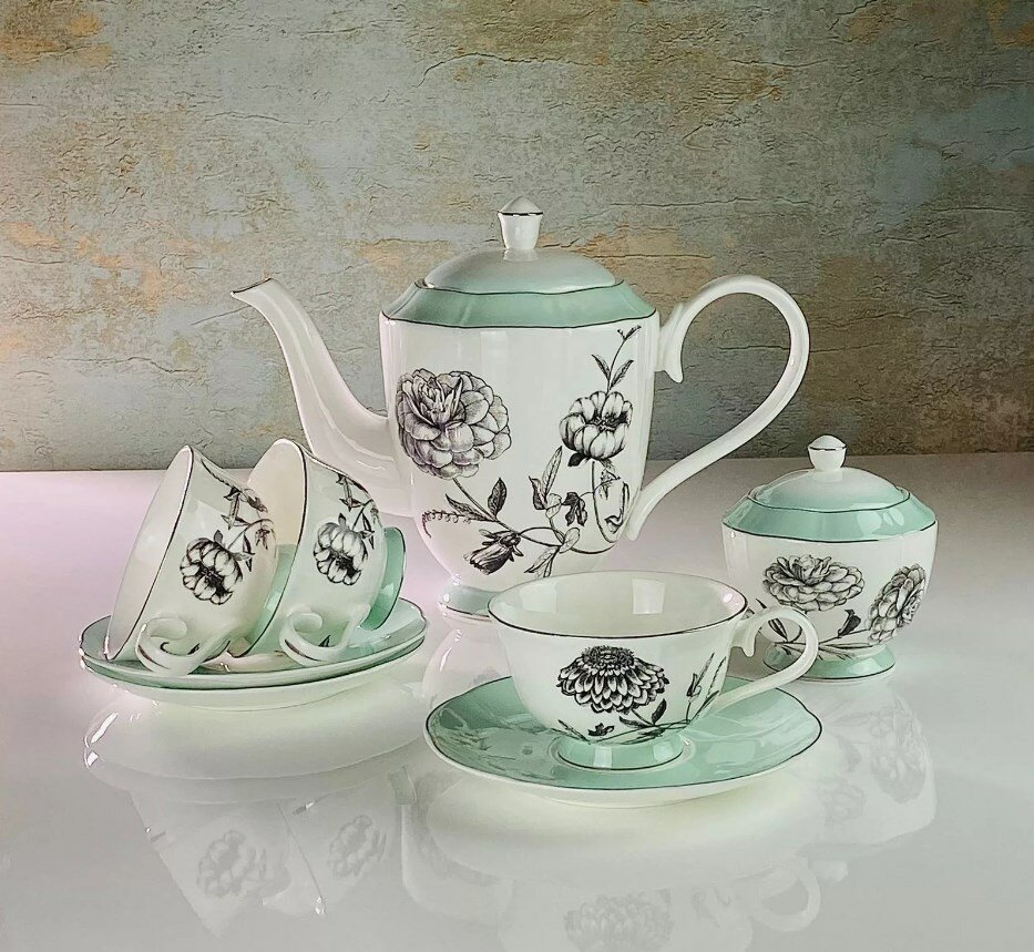 Чайный сервиз 16пр. LEMONGRAS Костяной фарфор 555-119 118-555-119