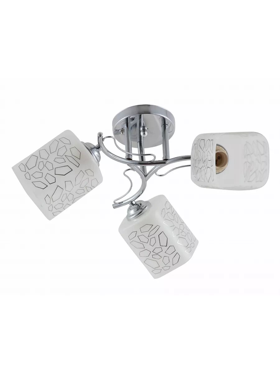 Люстра потолочная 3 плафона в спальню или кухню, освещение 15 м2, 3*E27