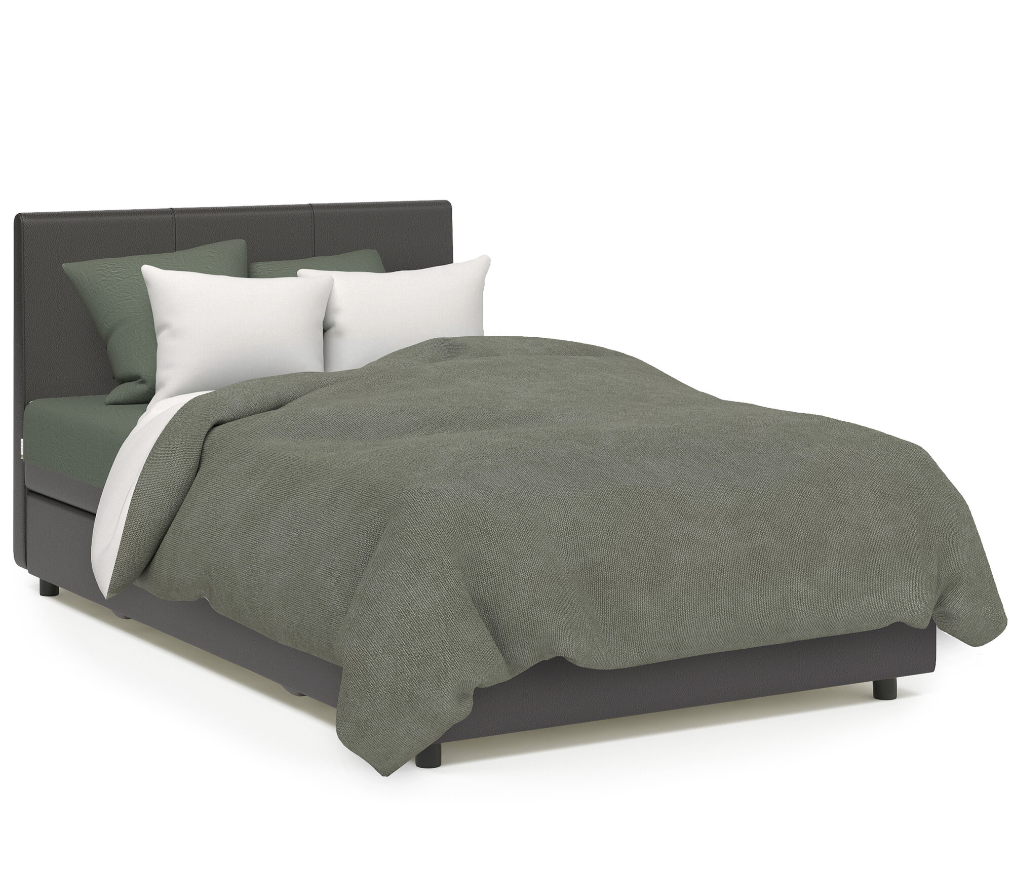 Тахта кровать Классика, 120х198 см, рогожка латте и экокожа шоколад