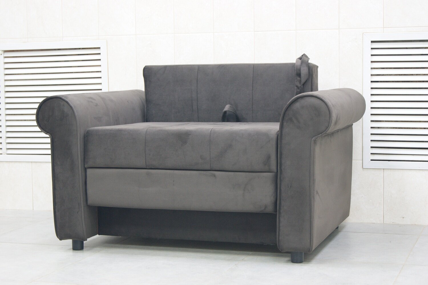 Кресло-кровать Берли Коричневое Велюр, 112х85х80 см, с ящиком для белья