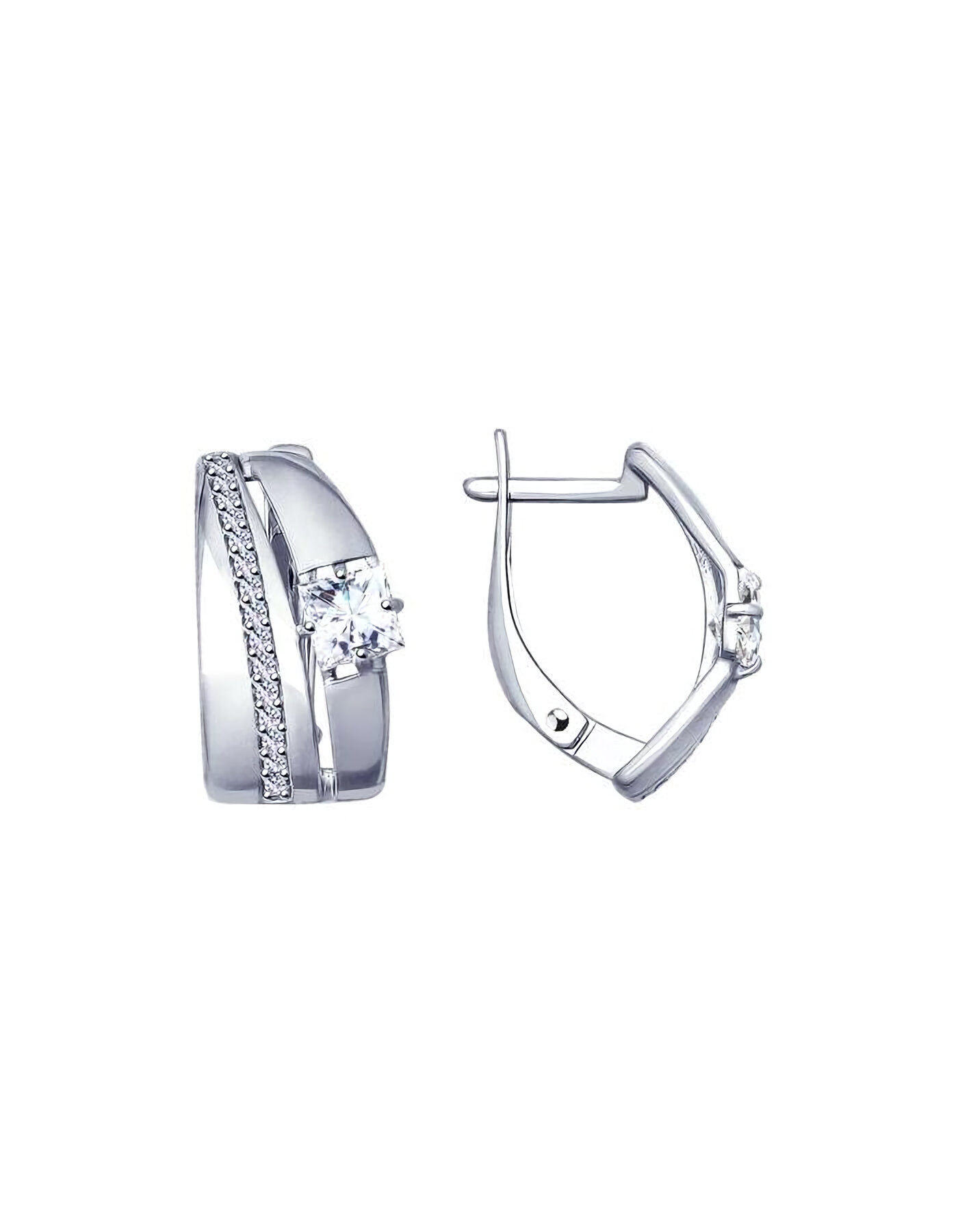 Серьги, серебро, 925 проба, родирование, фианит