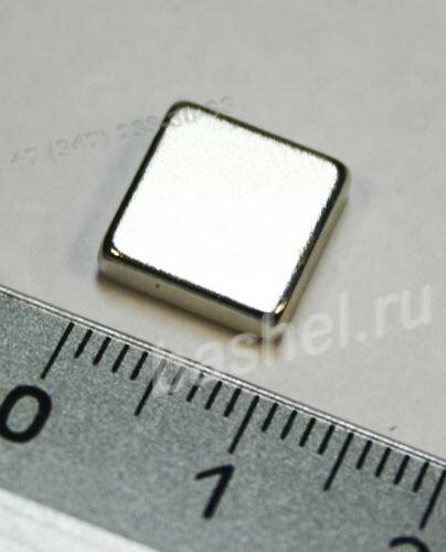 Магнит прямоугольный -083- 10x10x3mm N38 (1,5кг.), неодимовый